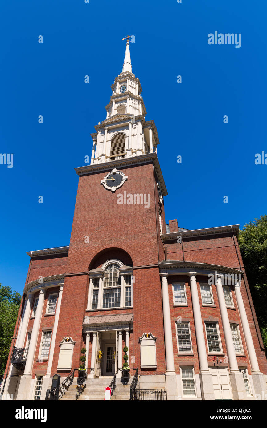 Boston Park Street Church in Massachusetts USA Stock Photo - Alamy