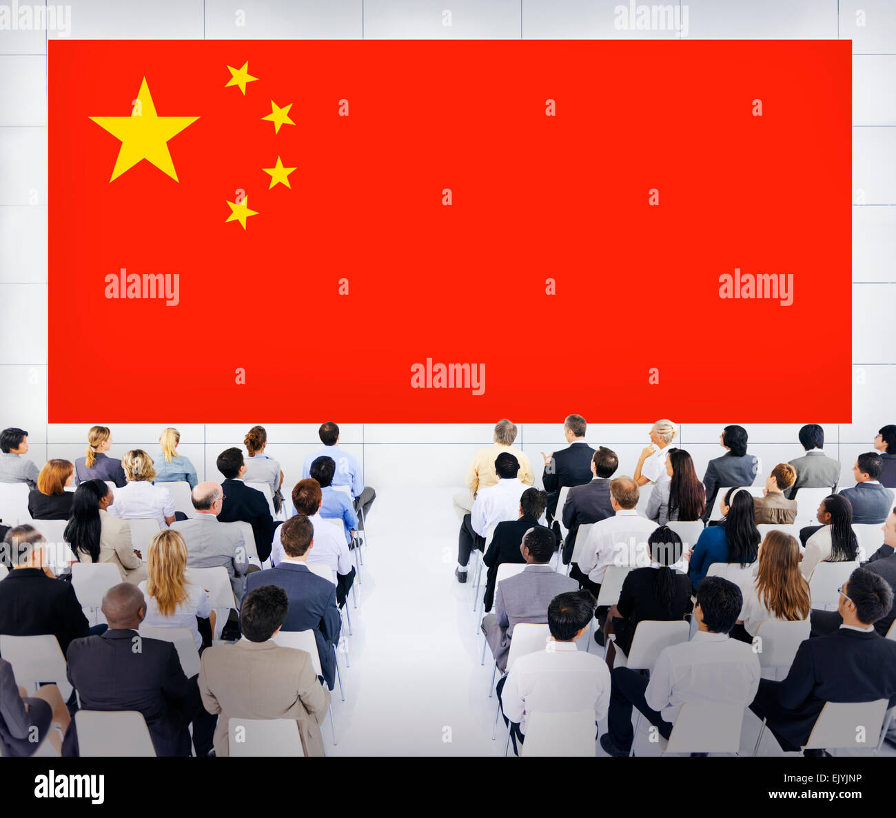 Large Business Presentation with Flag of China Stock Photo - Alamy