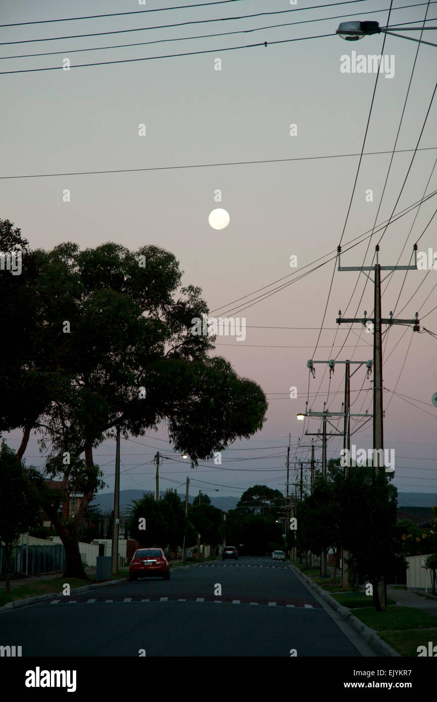 Adelaide Australia. 3rd April 2015. Paschal moon rises over Adelaide ...