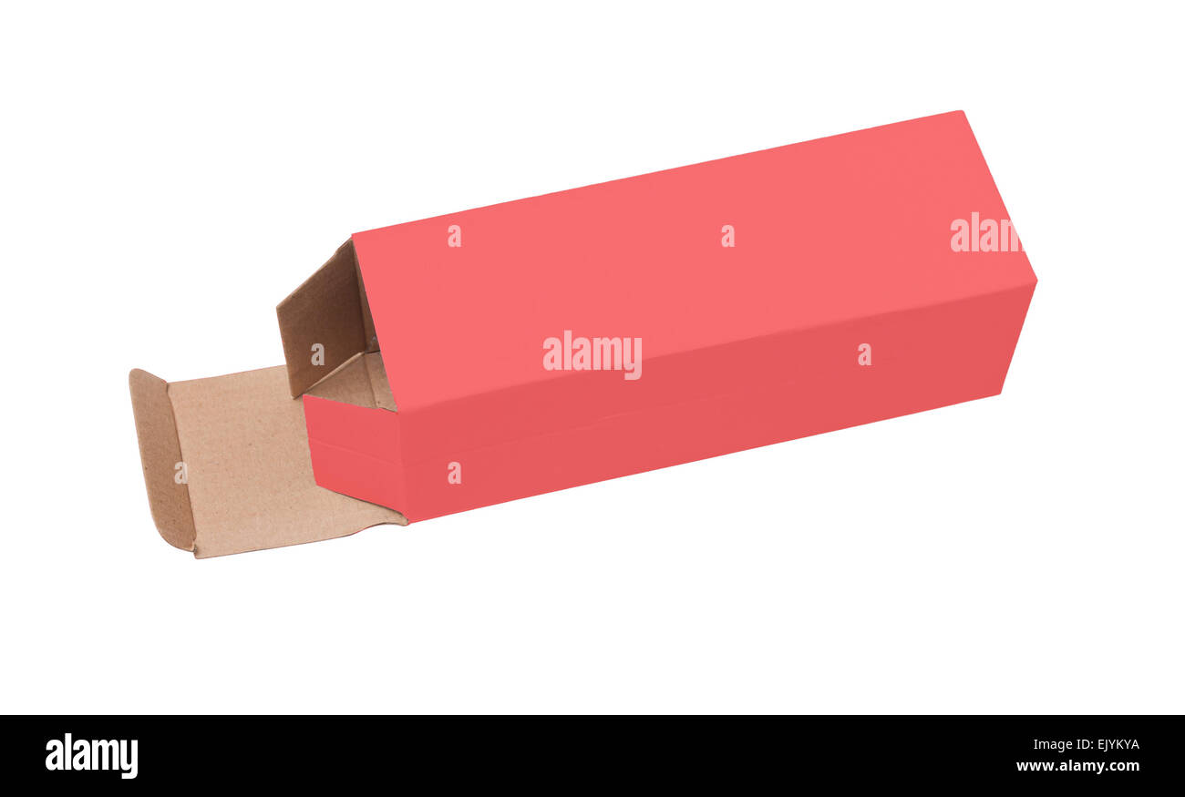 Red cardboard box on a white background Stock Photo - Alamy
