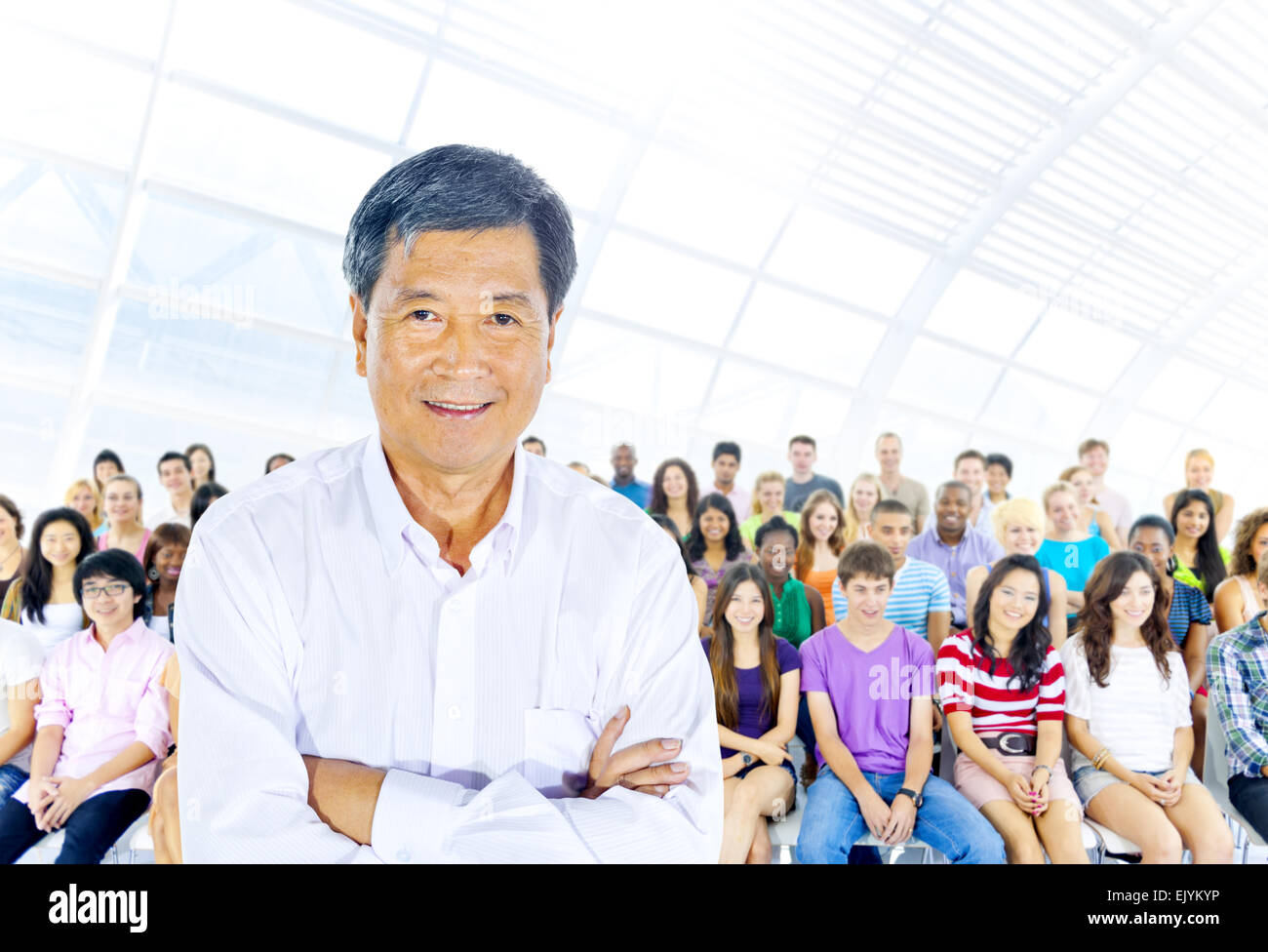 Teacher and large group of student in Lecture room Stock Photo - Alamy