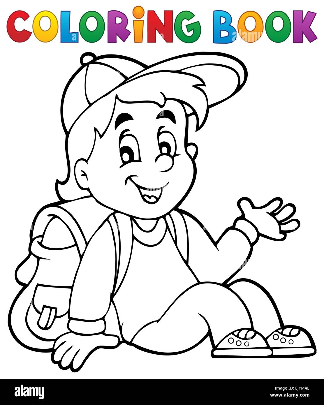 Coloring book pupil theme 4 - picture illustration Stock Photo - Alamy