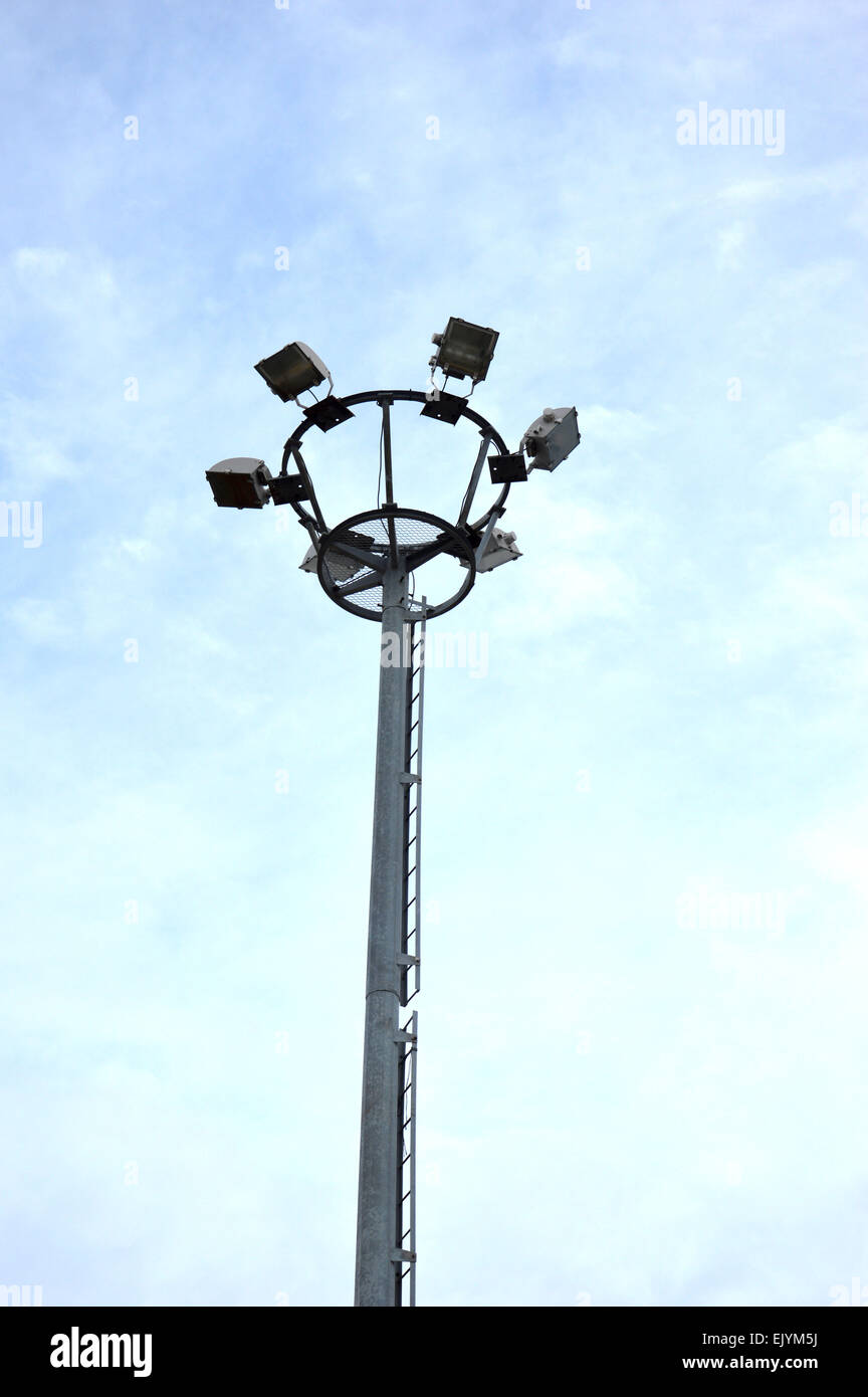park light poles with white clouds and blue sky backgrounds Stock Photo ...