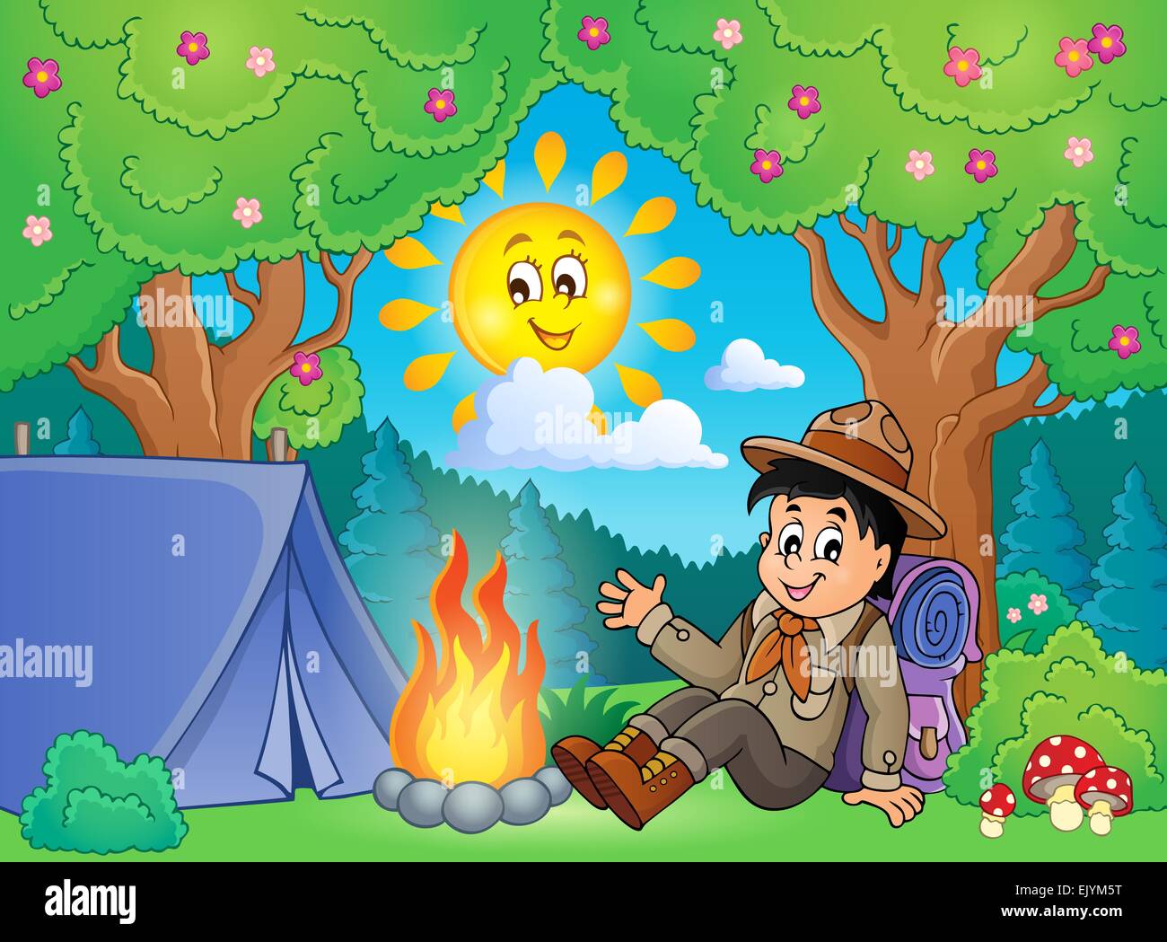 Scout boy theme image 2 - picture illustration Stock Photo - Alamy