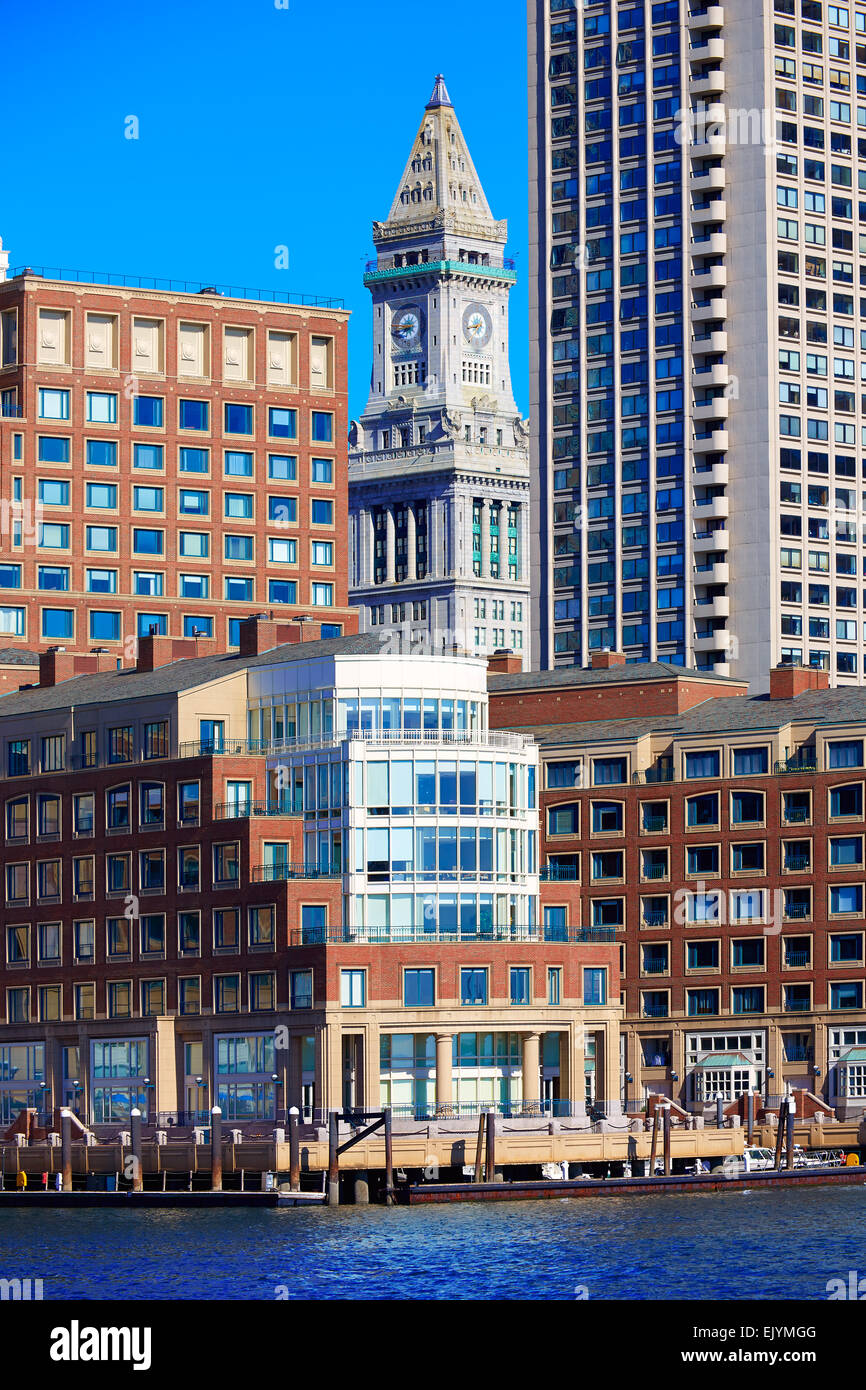 Boston Clock tower Custom House from Harbor Massachusetts USA Stock ...