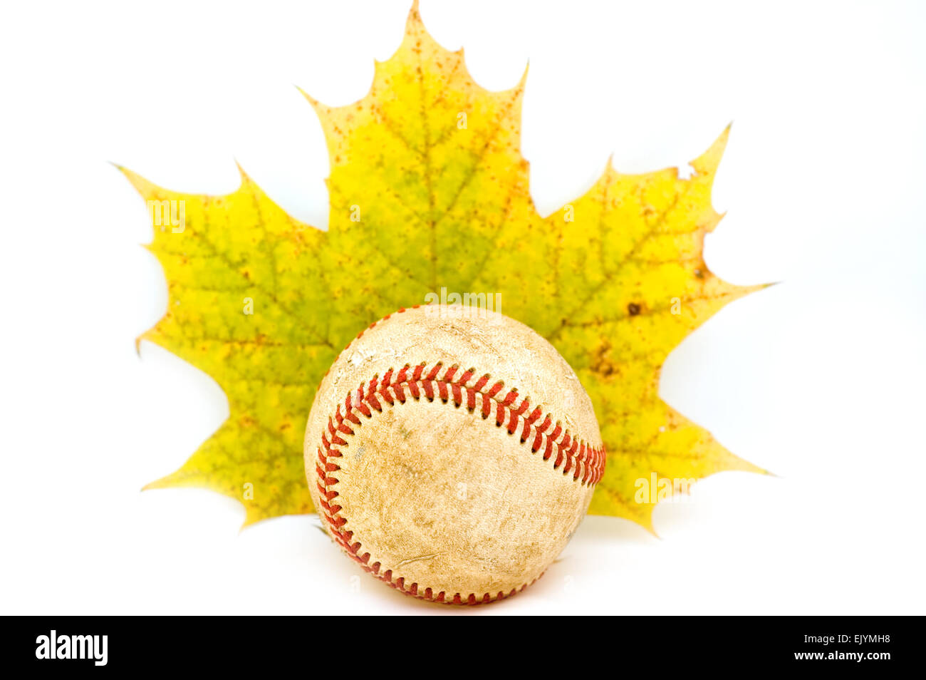 Ball and maple leaf Stock Photo - Alamy
