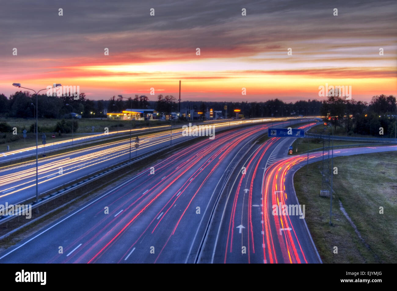 Highway at night Stock Photo - Alamy