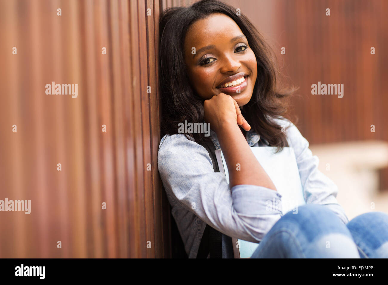 cute African American girl on college campus Stock Photo - Alamy