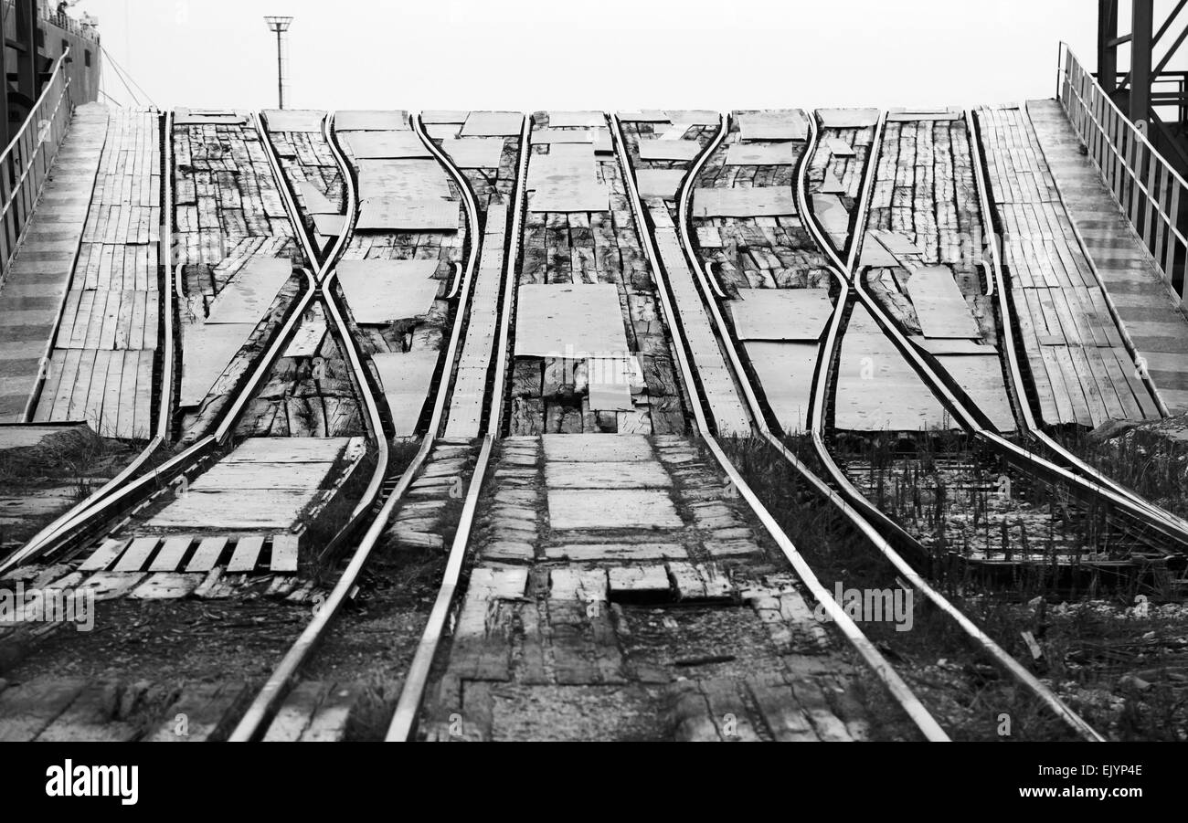 Railway ramp for loading big industrial Ro-Ro ships, Varna rail ferry ...