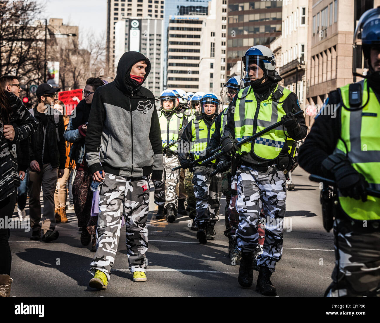 MONTREAL, CANADA, APRIL 02 2015. Riot in the Montreal Streets to ...