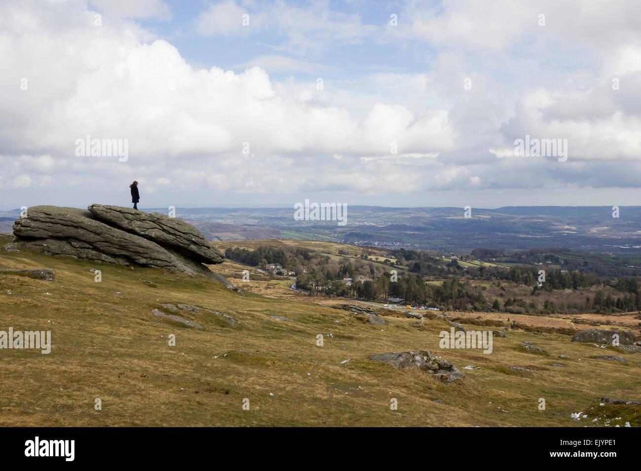 View across Dartmoor from summit of Haytor, Devon Stock Photo - Alamy