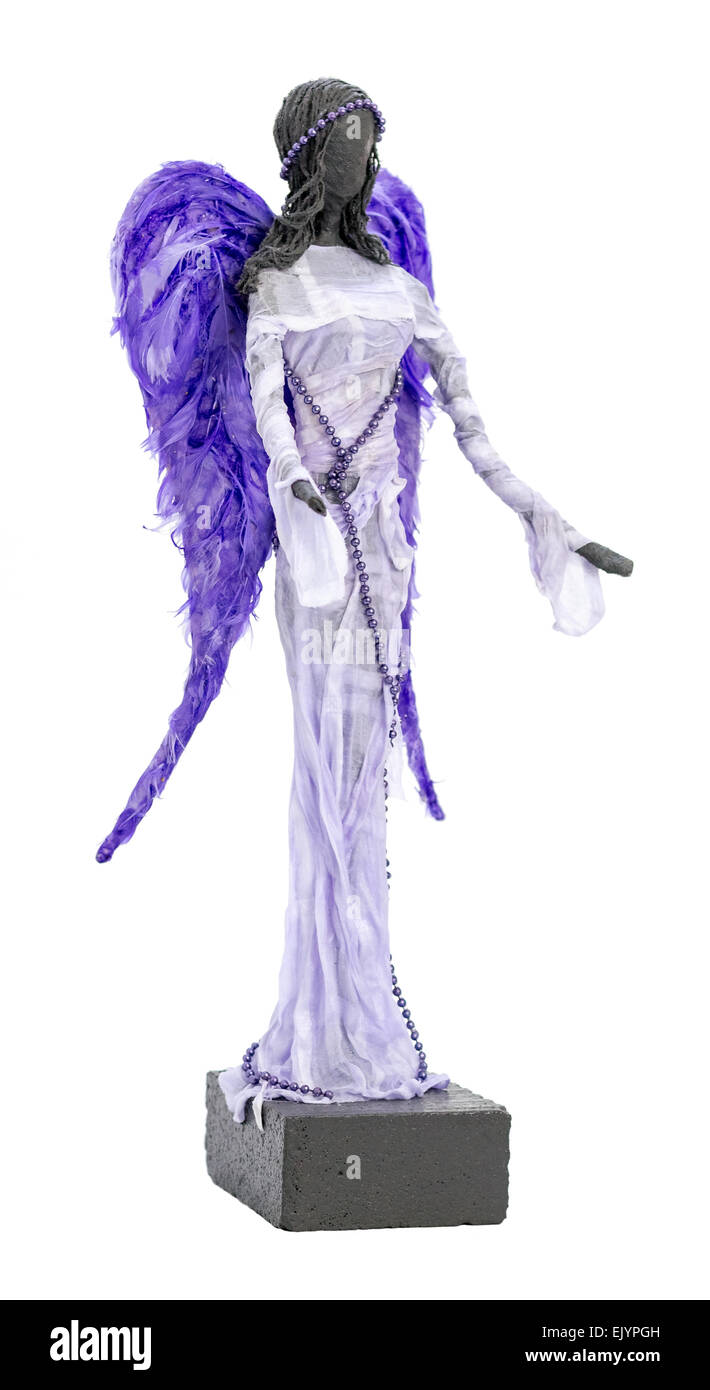 Paverpol Sculpture of an Angel with Violet Wings and Outstretched Arms ...