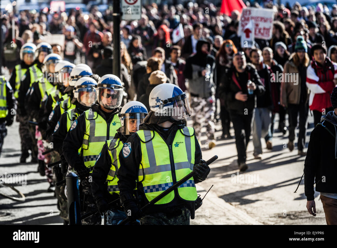 MONTREAL, CANADA, APRIL 02 2015. Riot in the Montreal Streets to ...