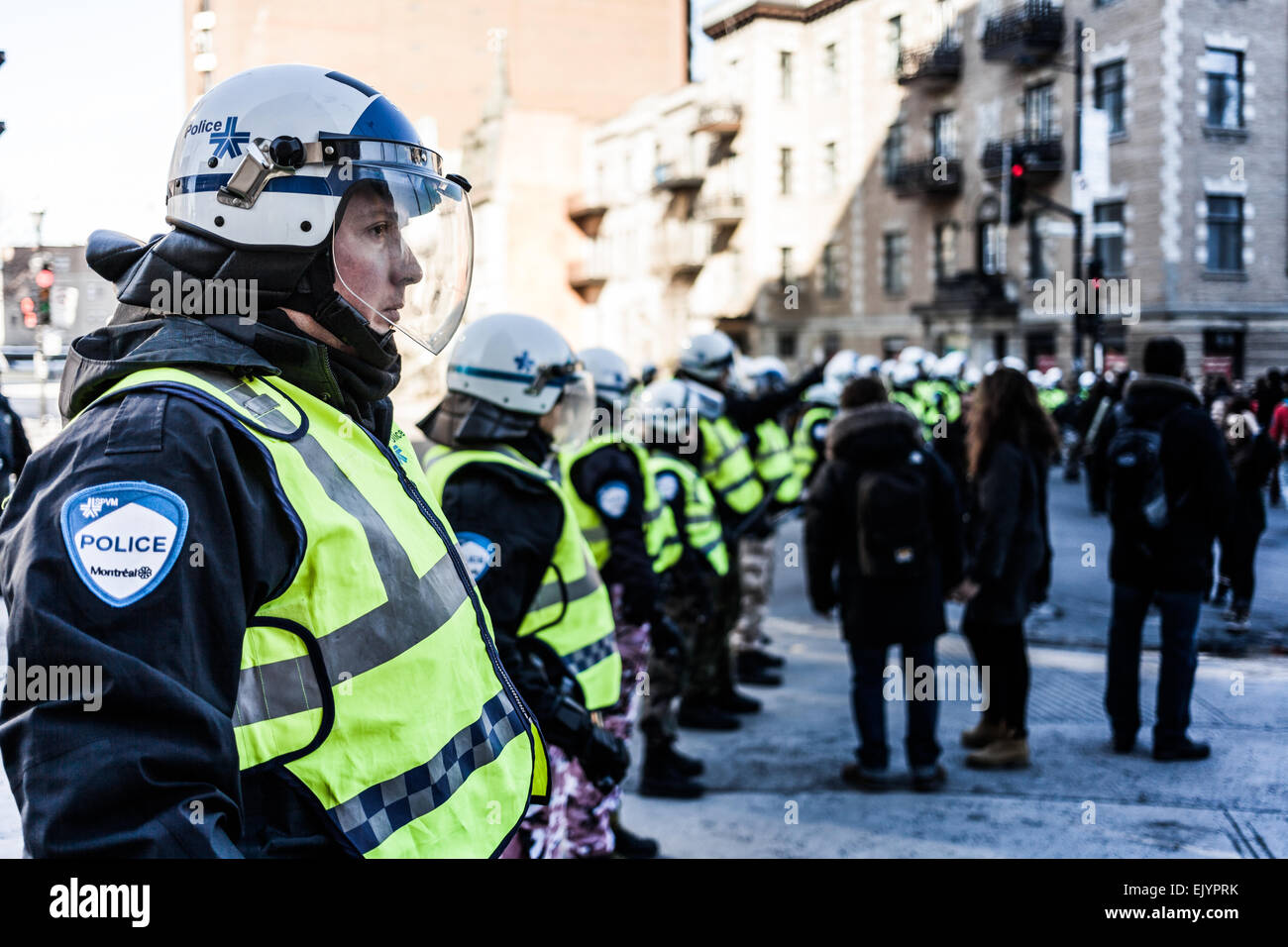 MONTREAL, CANADA, APRIL 02 2015. Riot in the Montreal Streets to ...