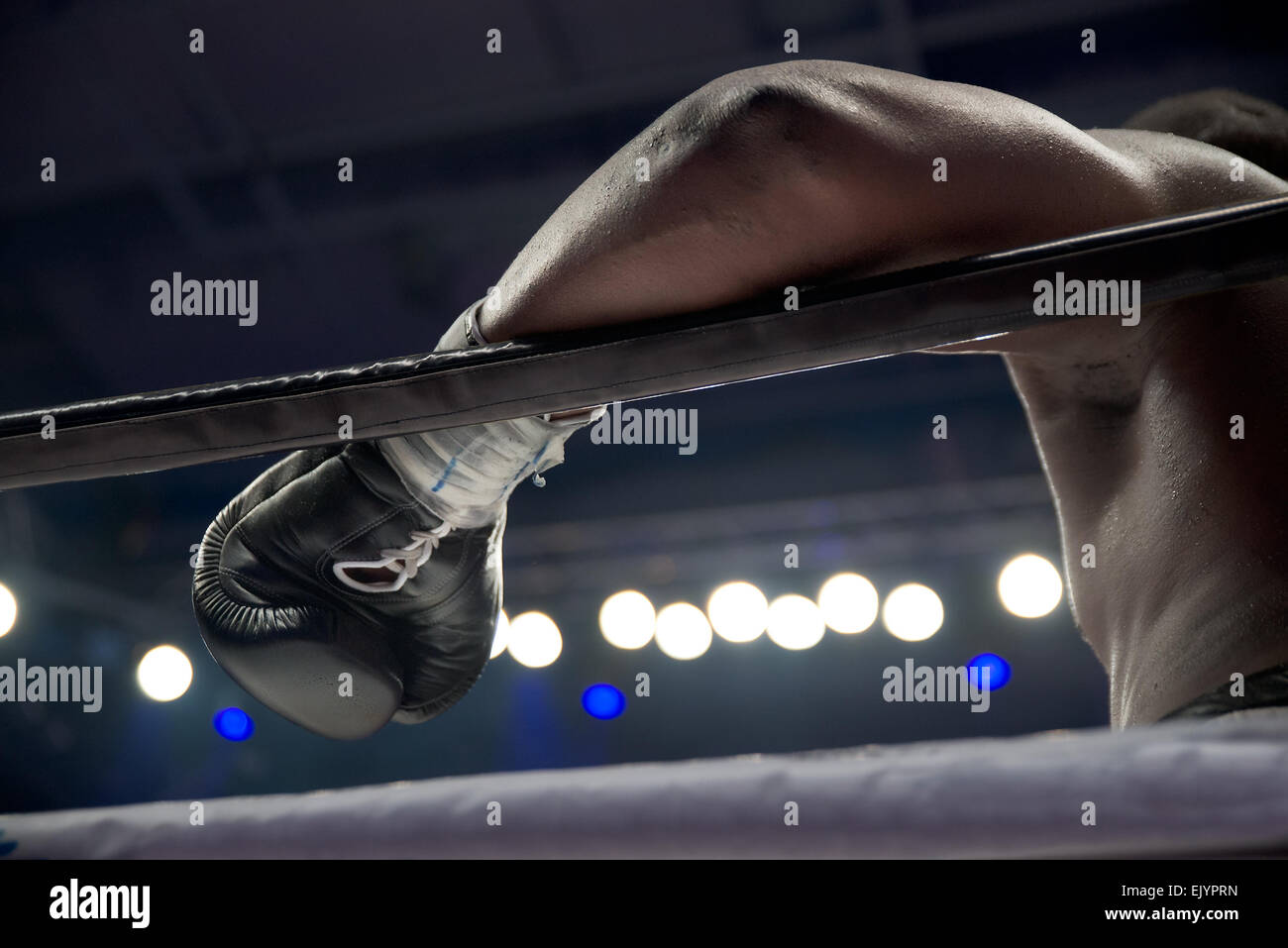 boxer's hand on the ring rope Stock Photo - Alamy