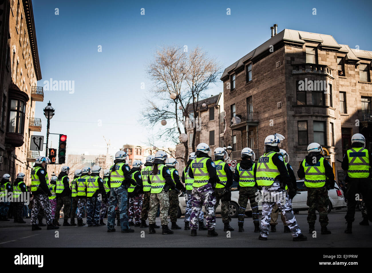 MONTREAL, CANADA, APRIL 02 2015. Riot in the Montreal Streets to ...