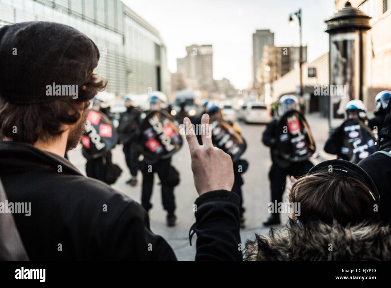 MONTREAL, CANADA, APRIL 02 2015. Riot in the Montreal Streets to ...