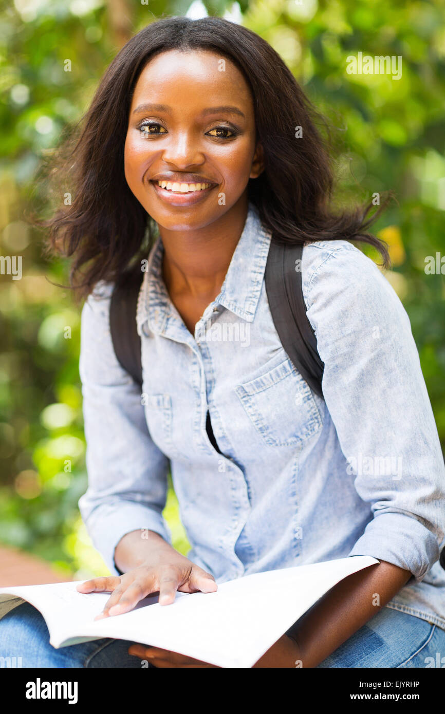 pretty young African college student outdoors Stock Photo - Alamy