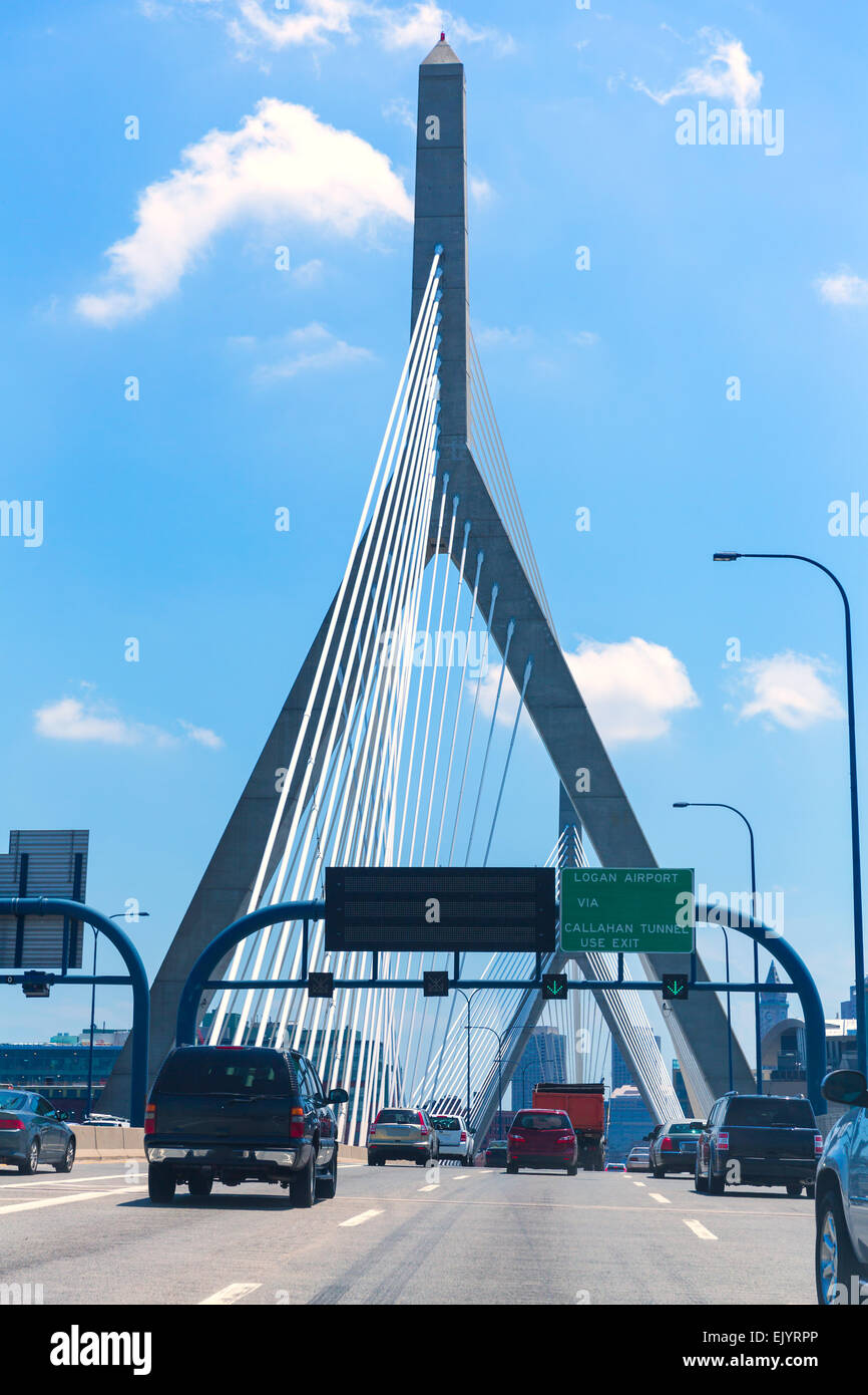 Boston Zakim bridge in Bunker Hill Massachusetts USA Stock Photo - Alamy