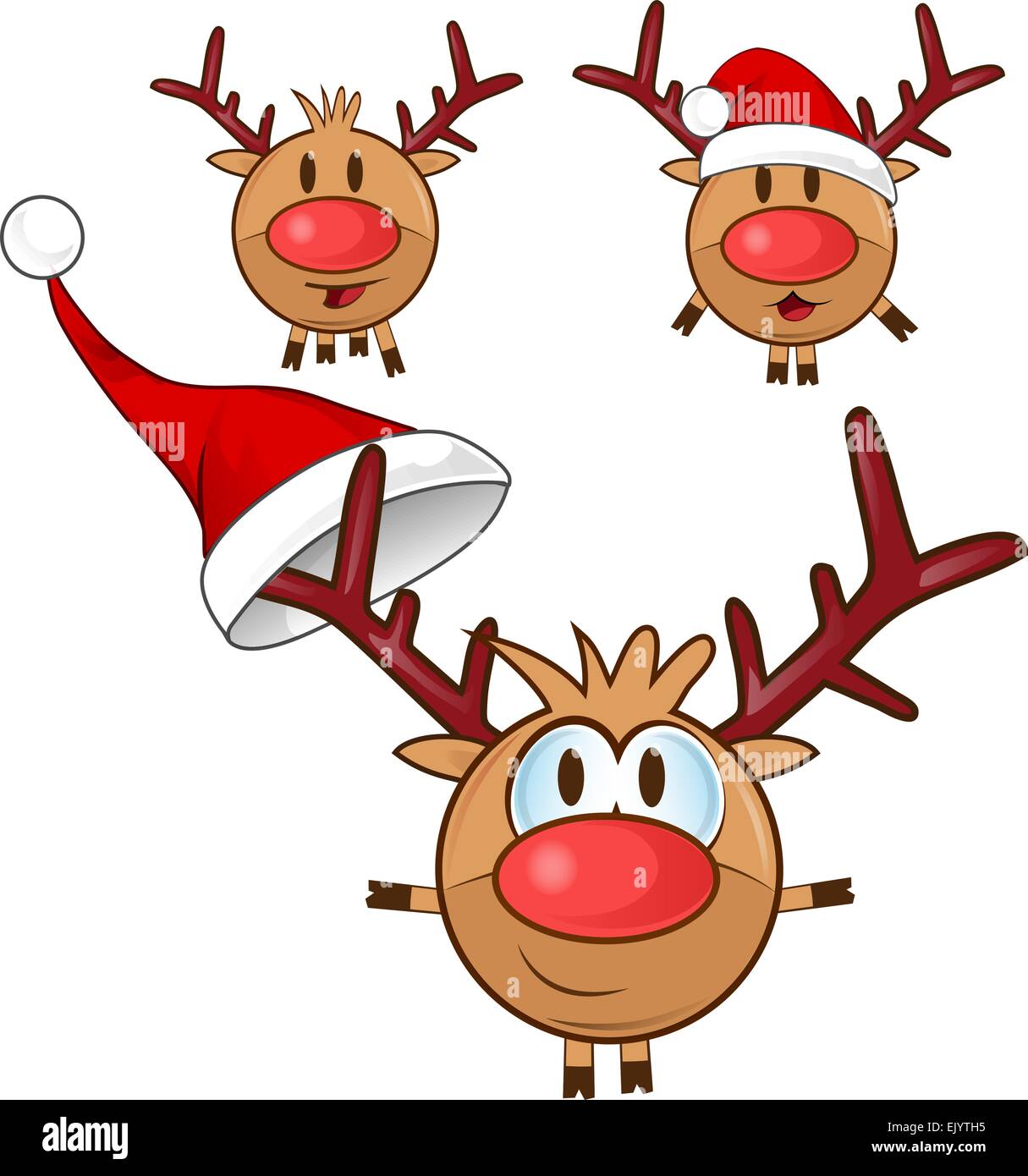 reindeer cartoon set isolated on white background Stock Vector Image ...
