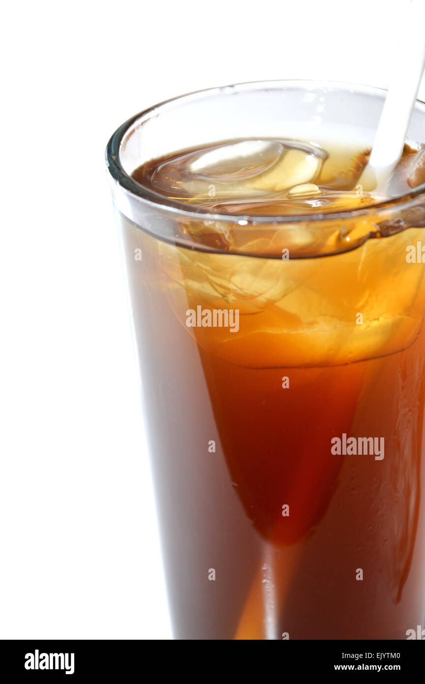 a glass of iced tea on white background Stock Photo - Alamy