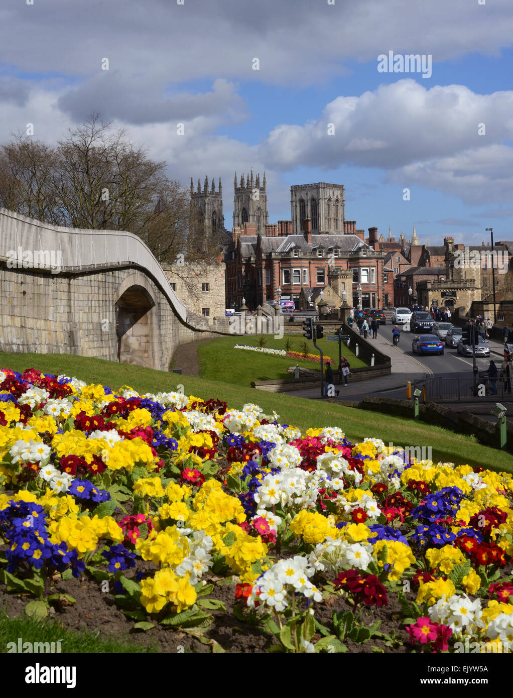 medieval york minster and city walls at springtime united kingdom Stock ...