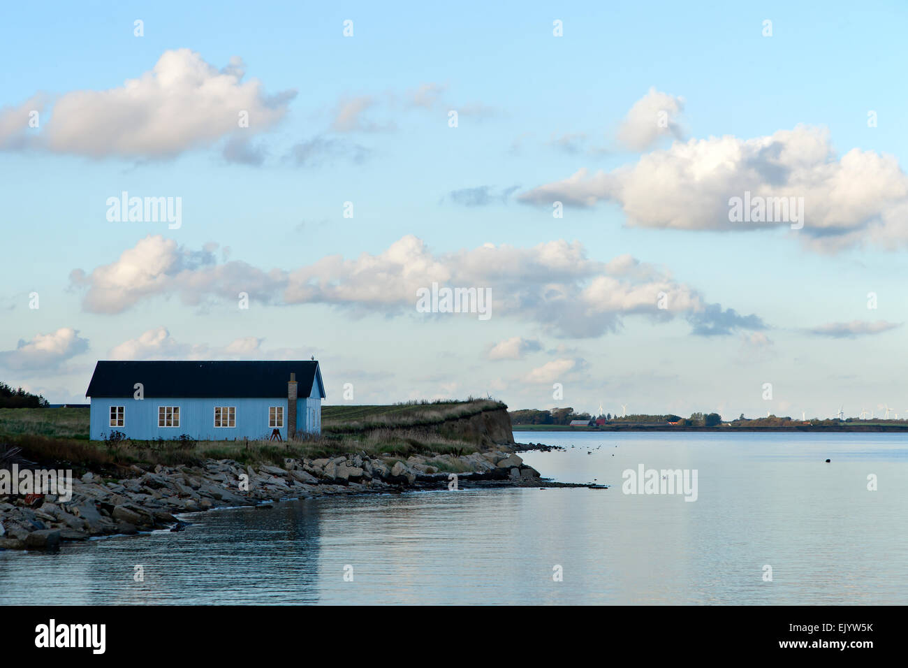 Lonely fishermans hut at Limfjorden Thyholm Denmark Stock Photo - Alamy