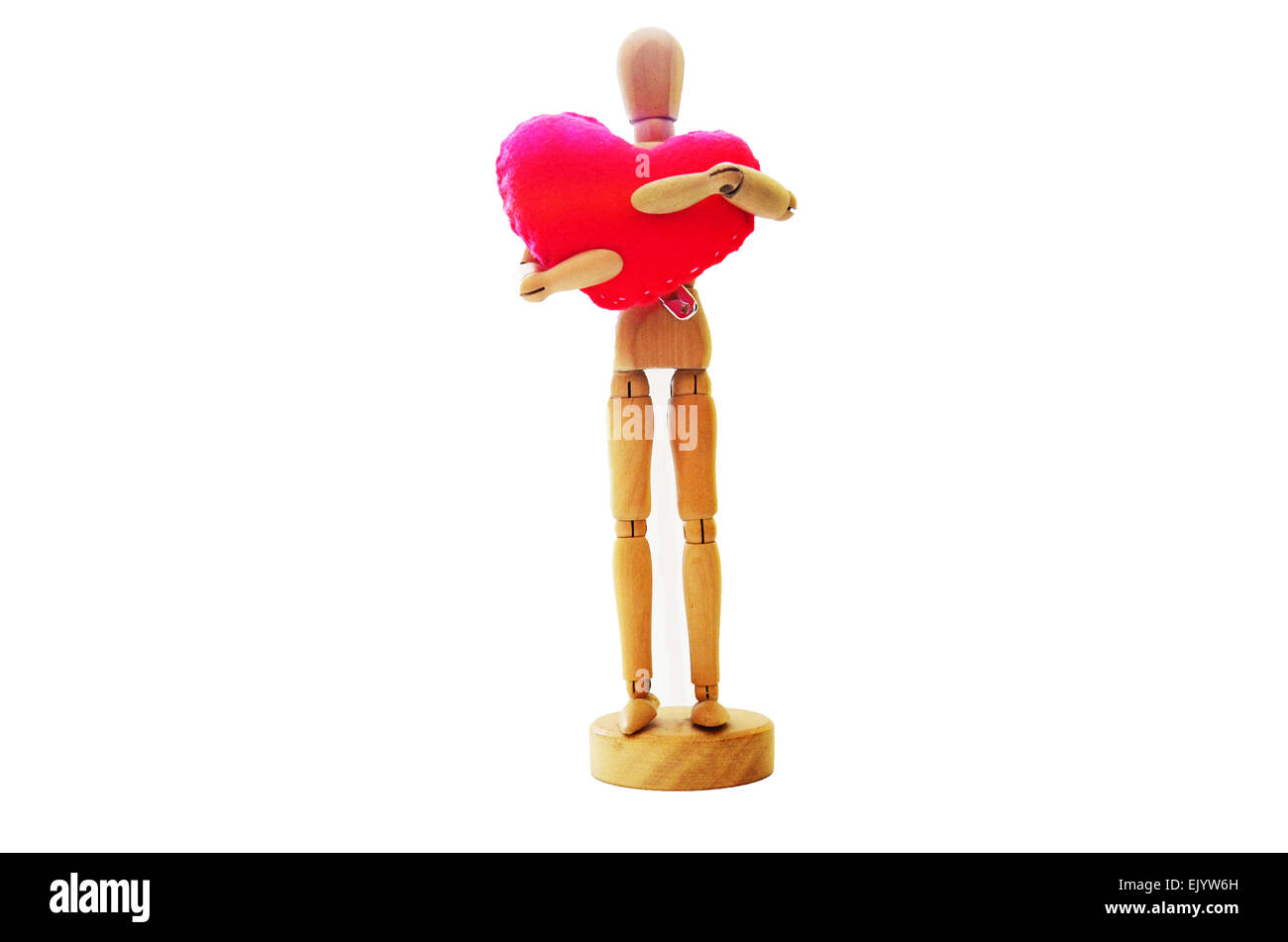 Human wooden figure with Handmade Heart model made from velvet Stock ...