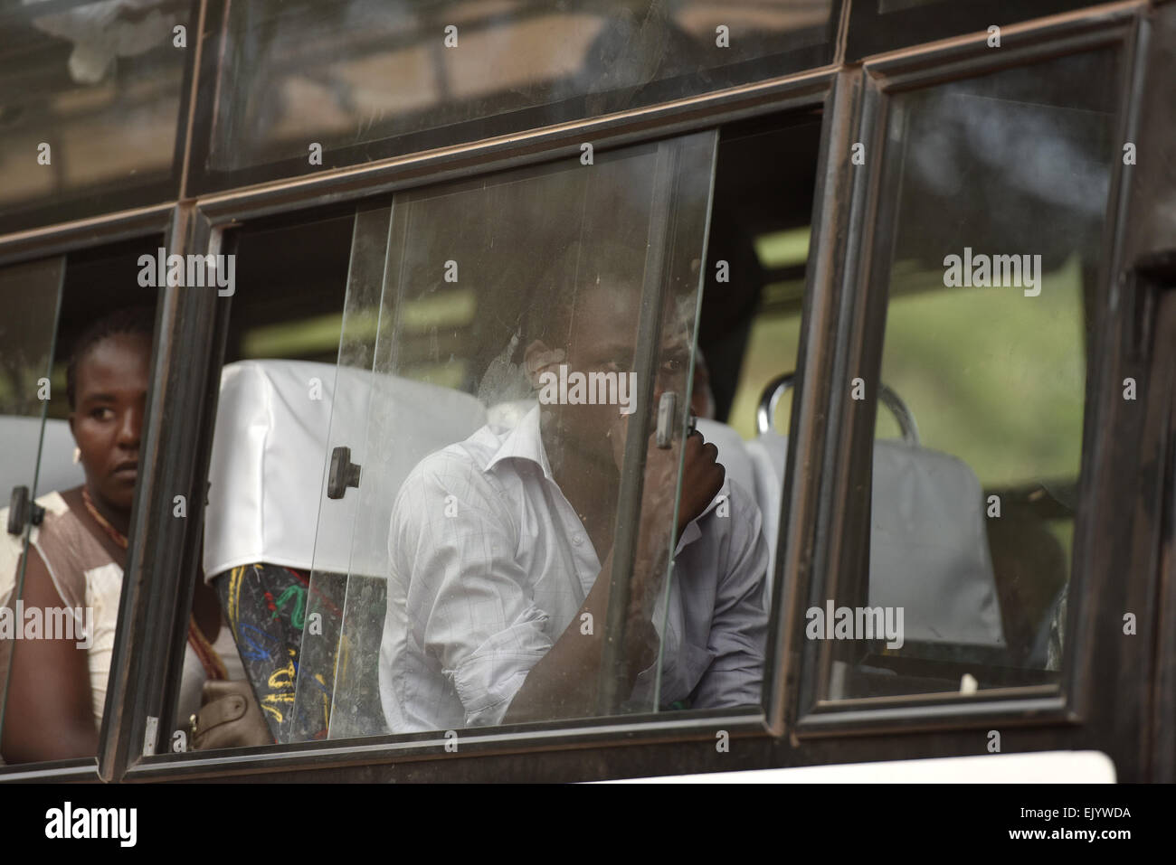 Garissa, Kenya. 3rd Apr, 2015. Students and staff take a school bus to ...