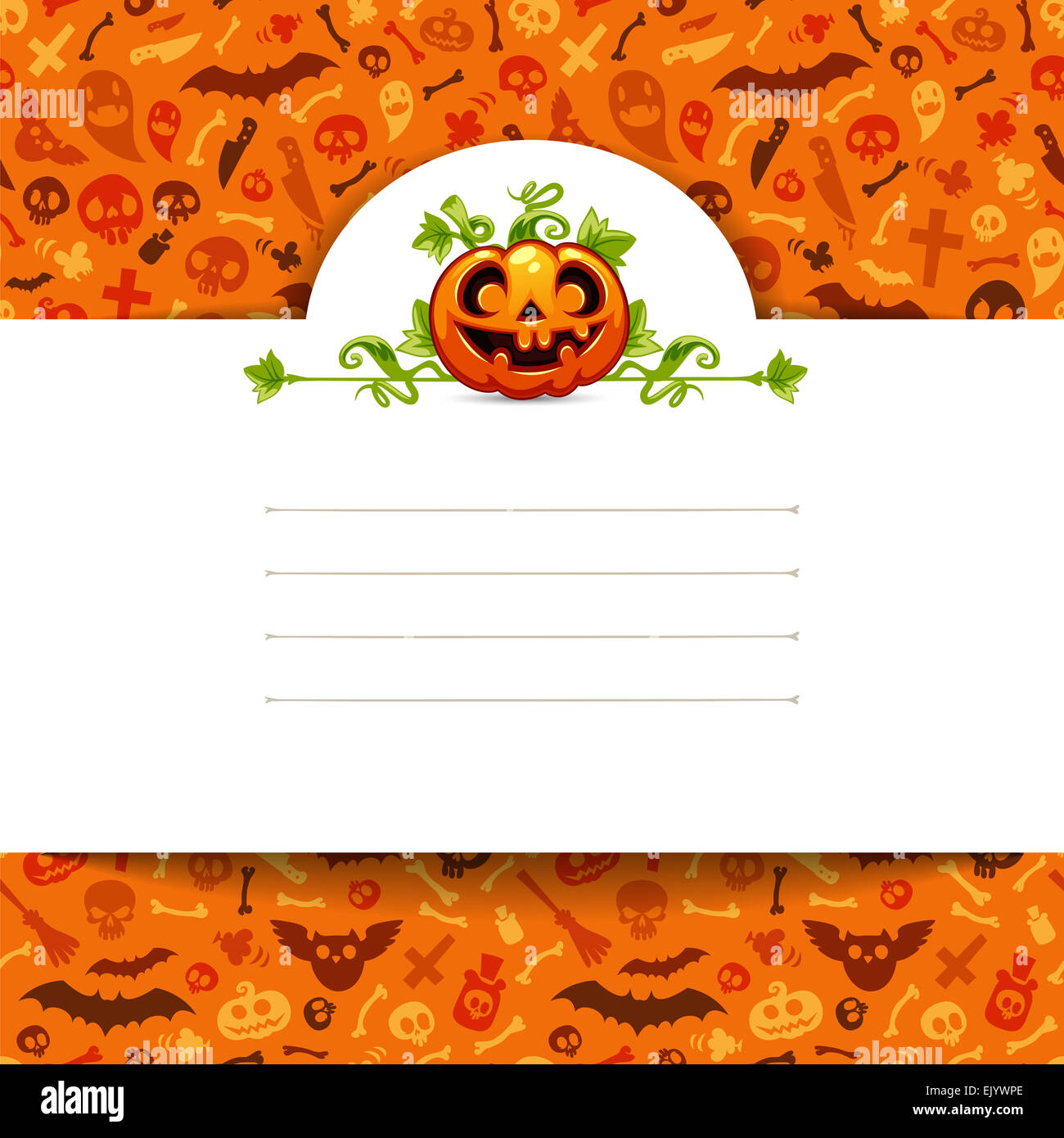 White Paper Sheet with Pumpkin on Halloween Background Stock Photo - Alamy