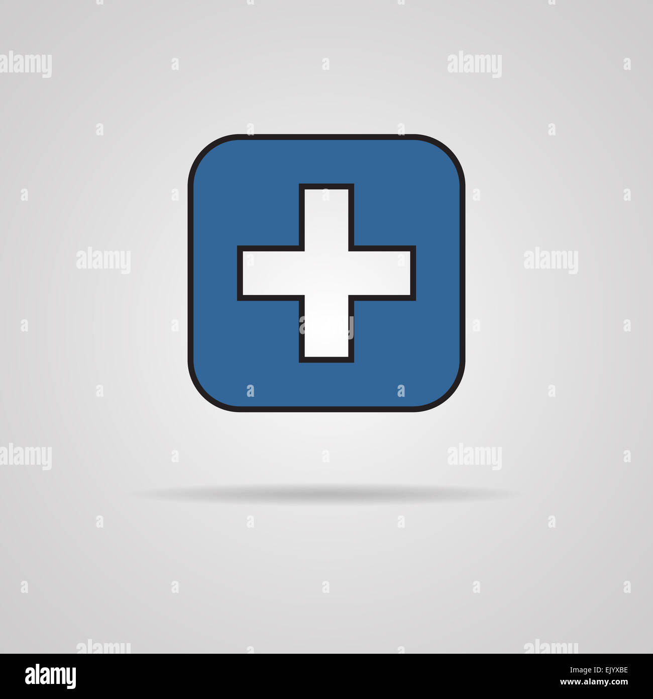 Vector blue cross icon with shadow. Eps10 Stock Photo - Alamy