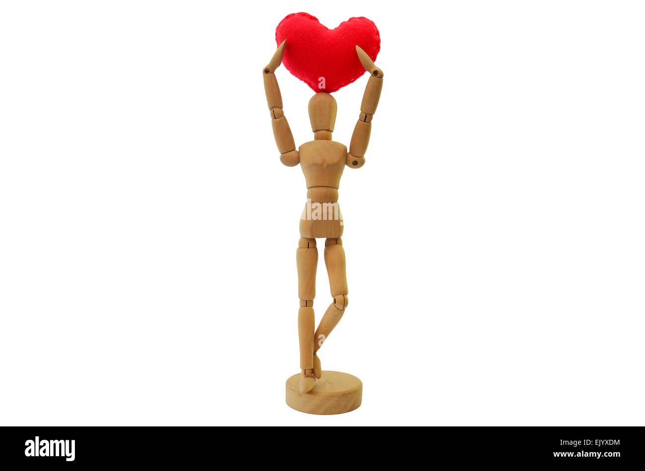 Human wooden figure with Handmade Heart model made from velvet Stock ...