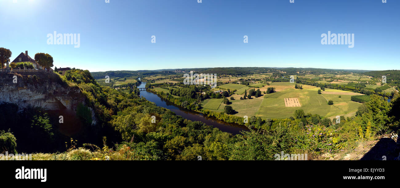 River Dordogne seen from Domme Dordogne Aquitaine France Europe Stock ...