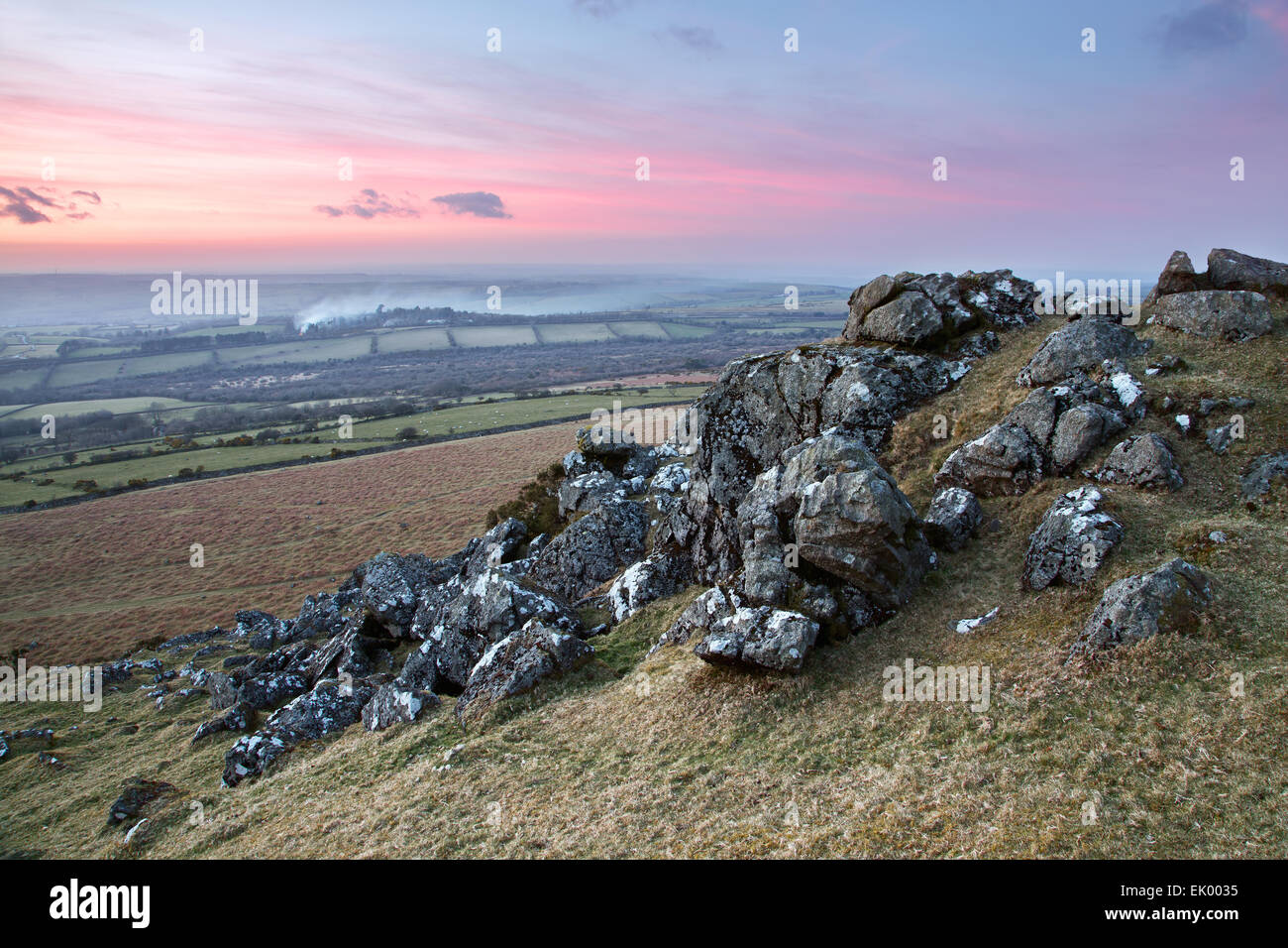 Sunset from Sourton Tor Dartmoor National Park Devon Uk Stock Photo - Alamy