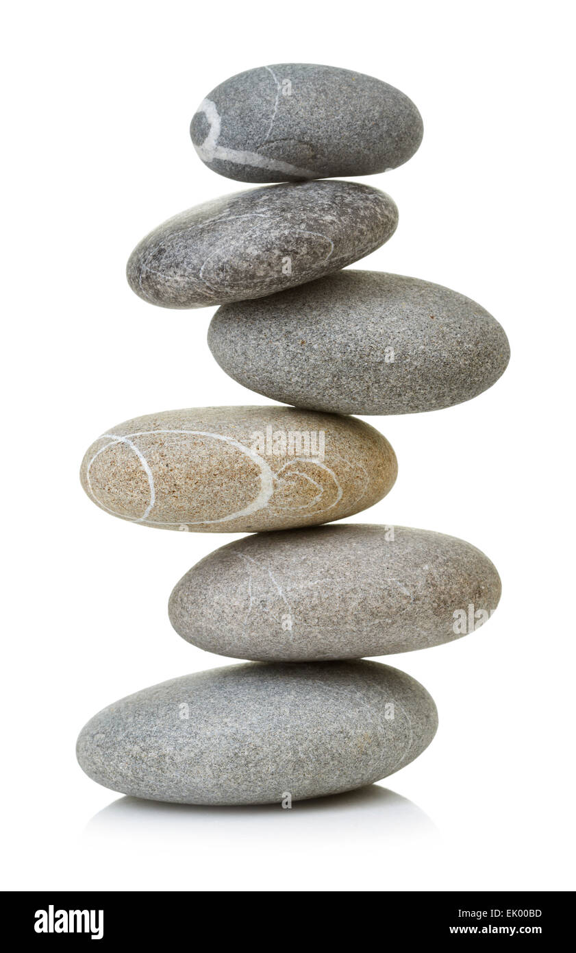 Balanced stones on white background Stock Photo - Alamy