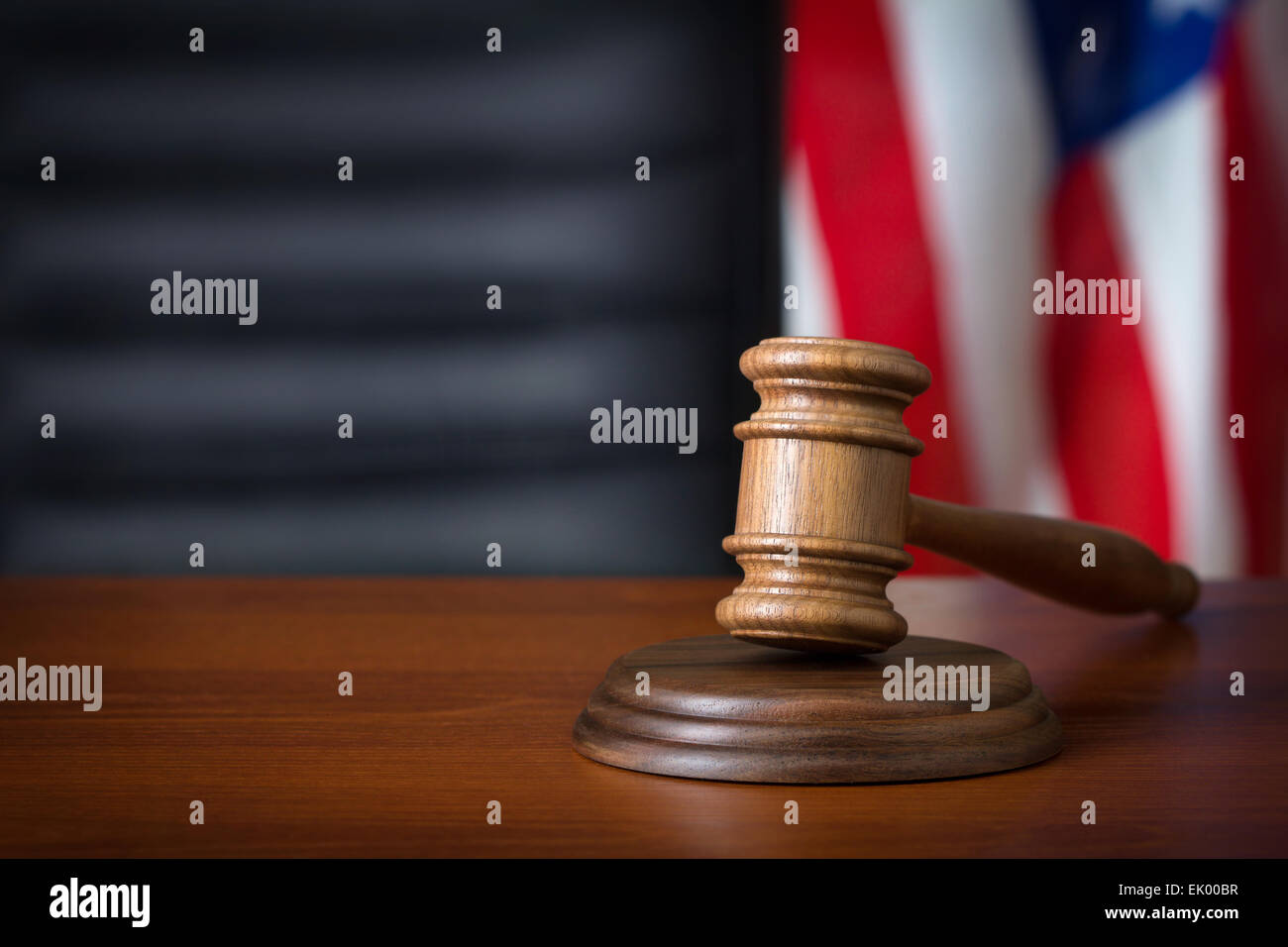 Wooden gavel on court desk Stock Photo - Alamy
