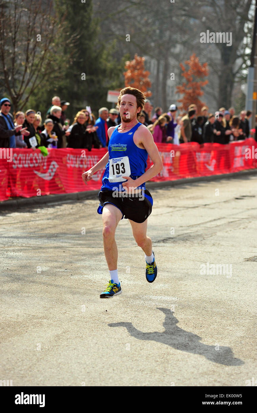 Runners finishes a charity running event in Downtown London, Ontario ...