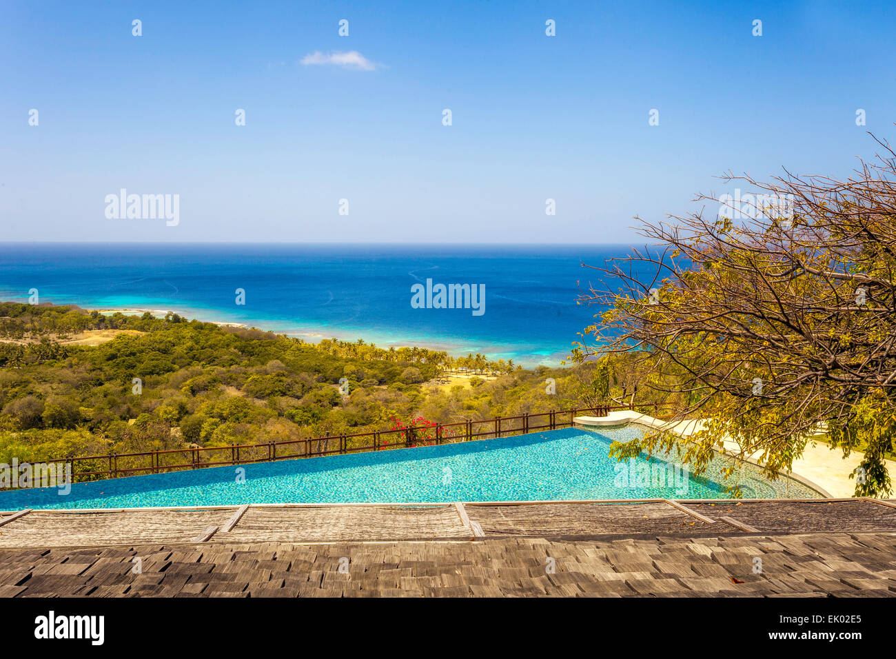 Empty Infinity Pool Overlooking Tropical Water Mustique Island Stock ...