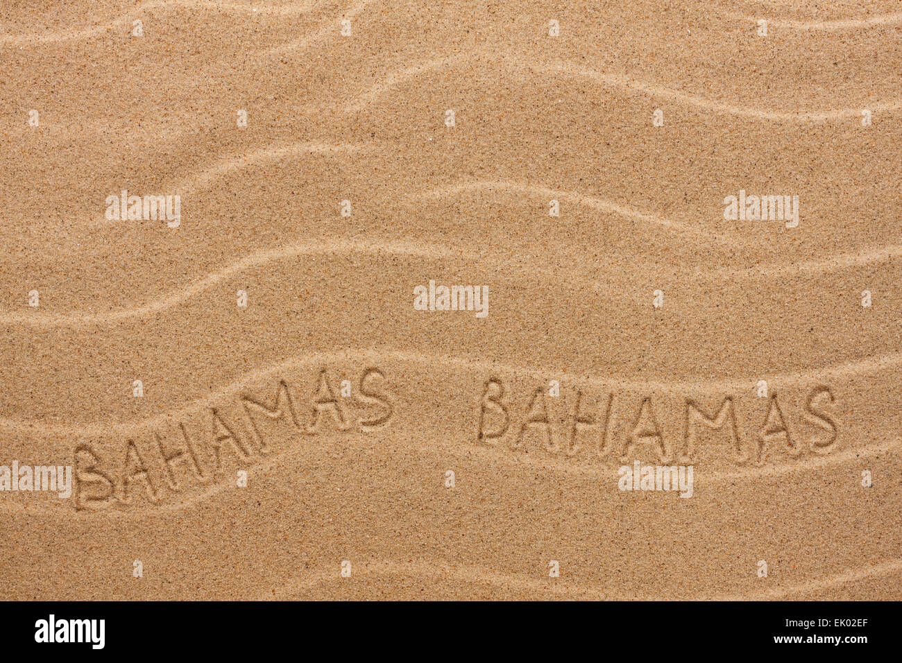 Bahamas inscription on the wavy sand, as background Stock Photo - Alamy