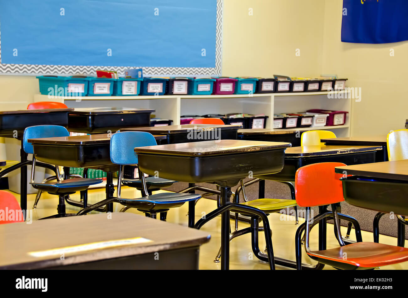 colorful school desk in classroom Stock Photo - Alamy
