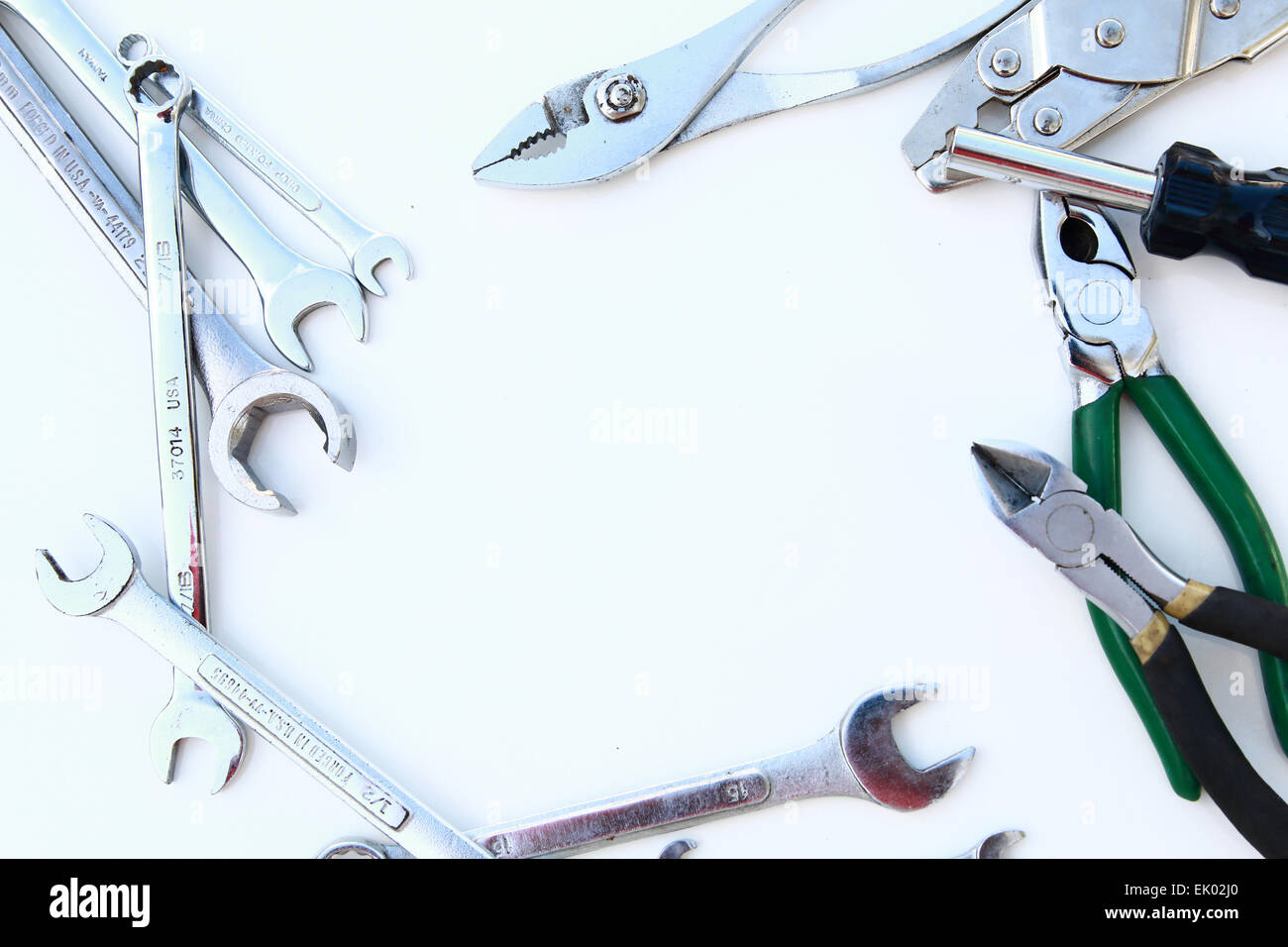 Mechanic tools set isolated on white background Stock Photo - Alamy