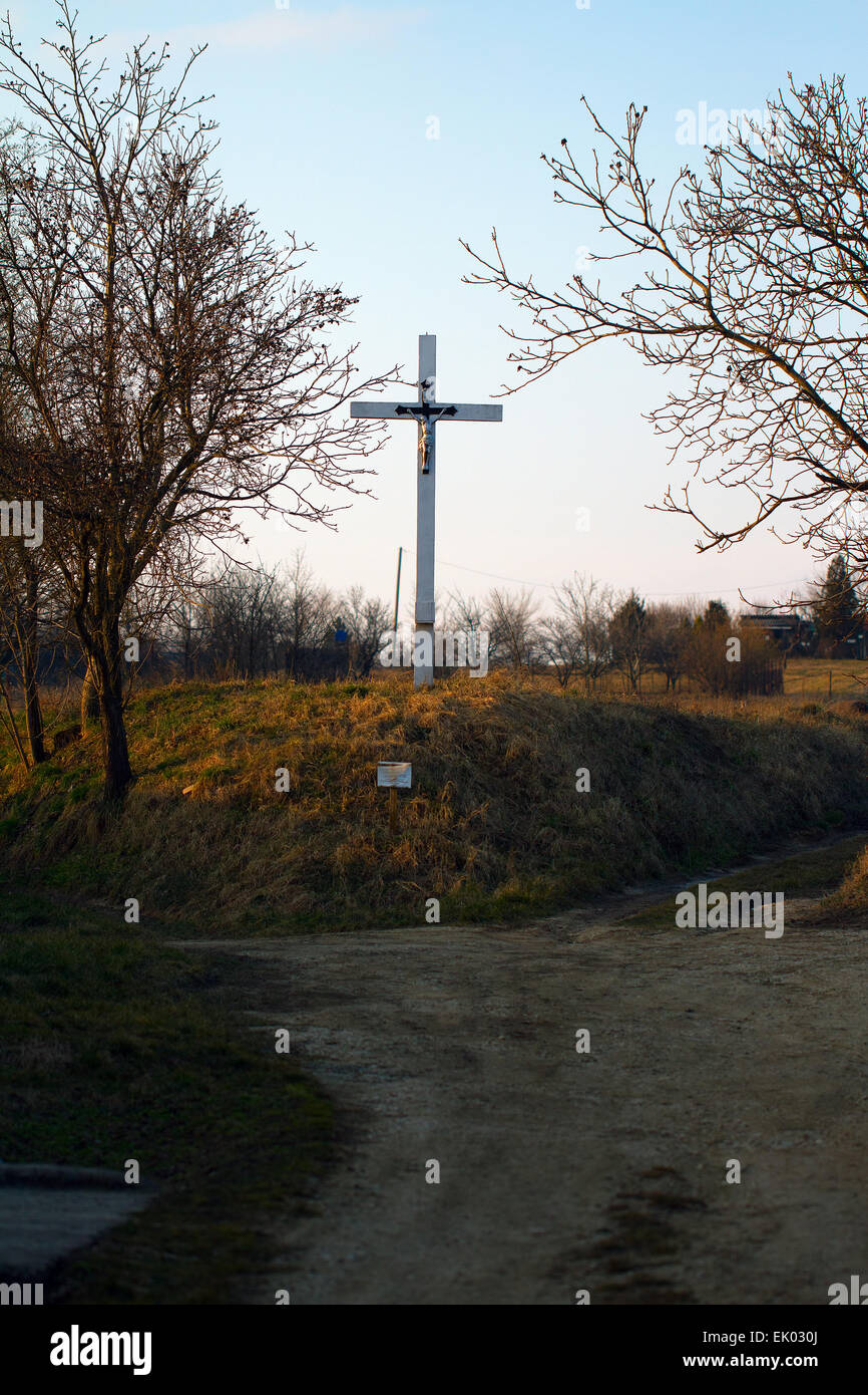 Christian Cross in Rural Europe in the Autumn Stock Photo - Alamy