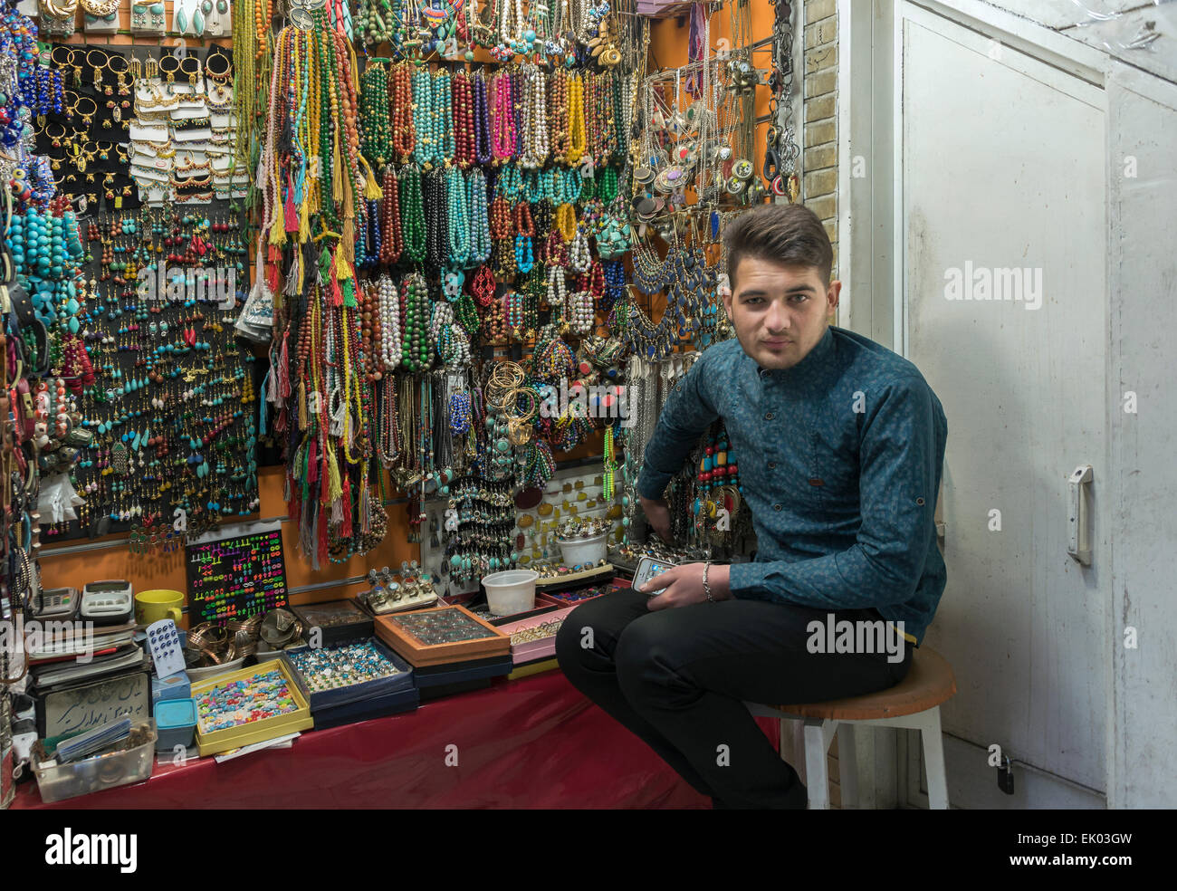 Bead stand, Grand Bazaar, Tehran, Iran Stock Photo - Alamy