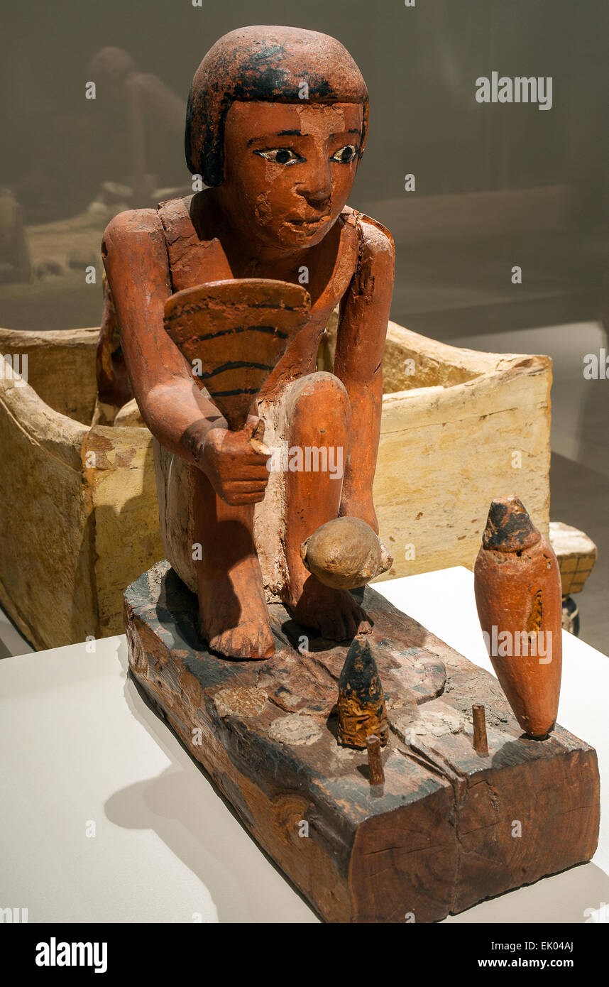 Italy Piedmont Turin Egyptian Museum new staging - room 4 Man cooking ...