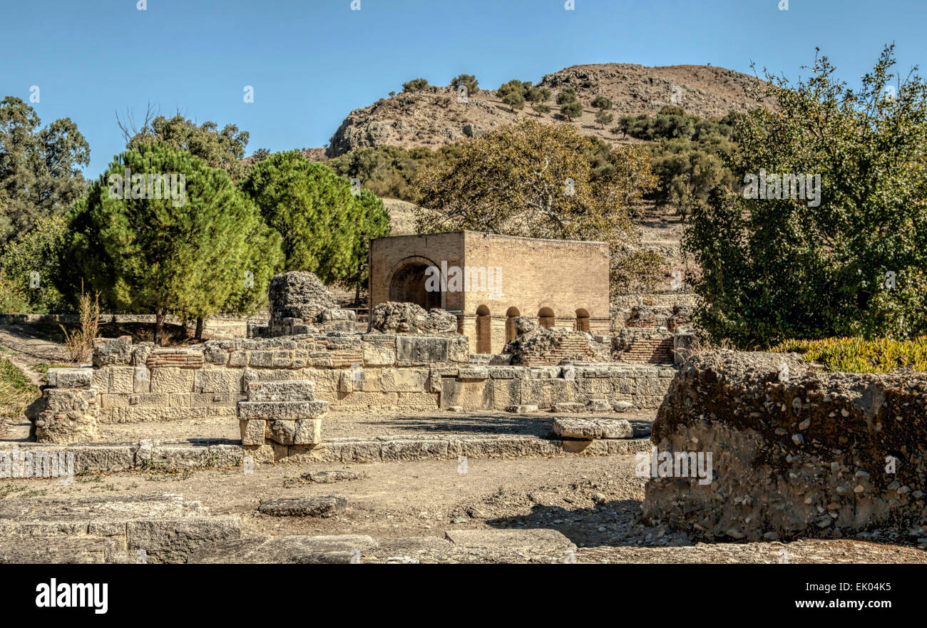 View on the archaeological site of Gortys, which houses the Gortyn Law ...
