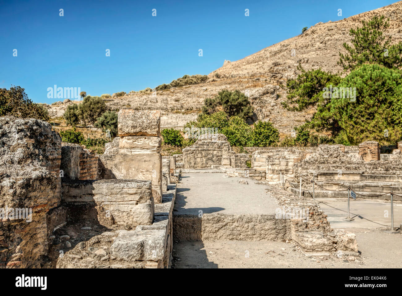 The archaeological site of Gortys ( Gortyna, Gortyn), in the valley of ...