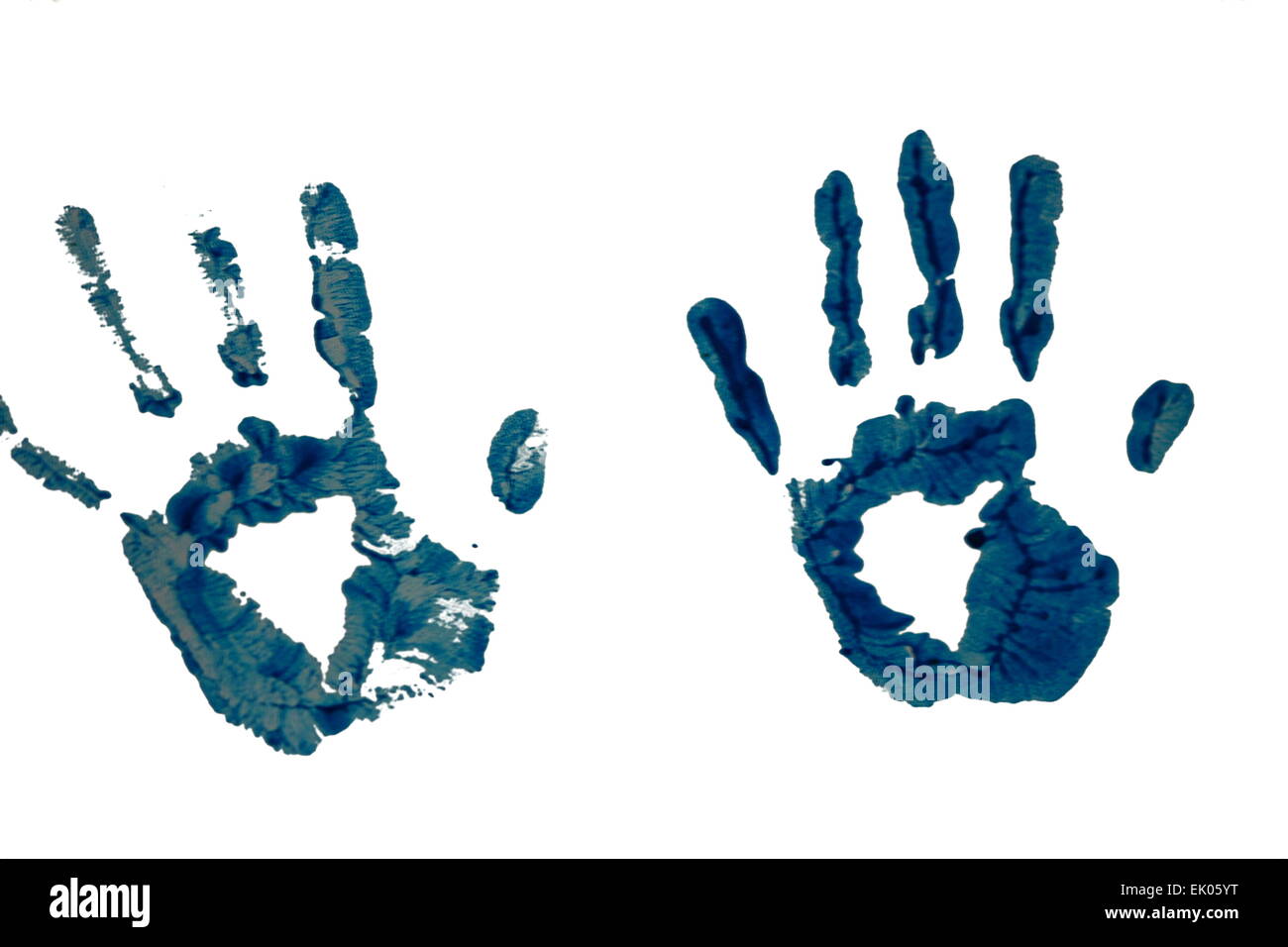 on a white background prints for adults hand blue color Stock Photo - Alamy