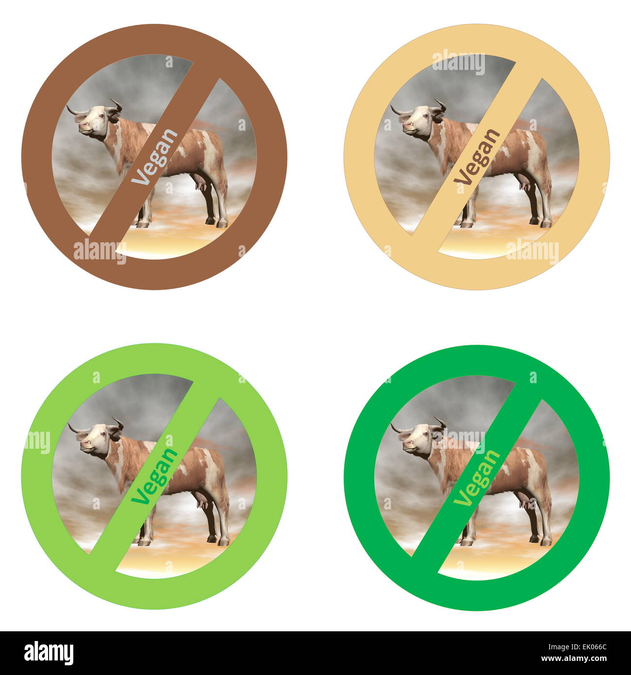 Four stickers for vegan food in white background Stock Photo - Alamy