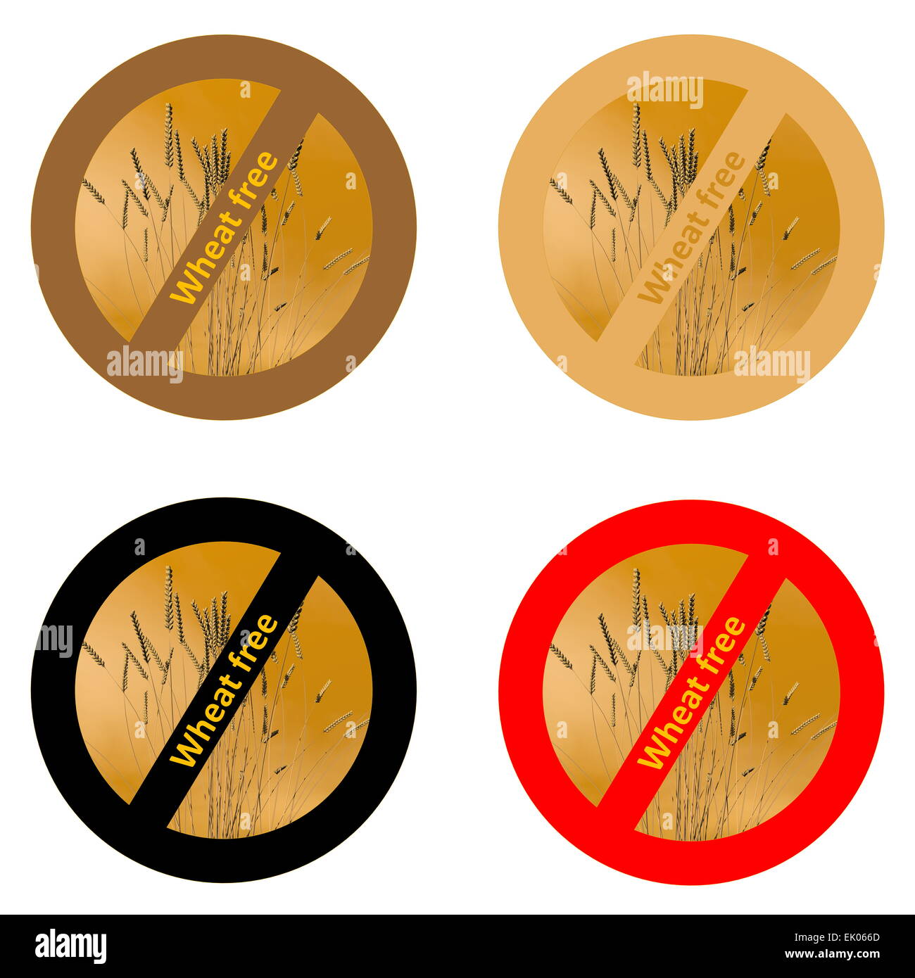 Four stickers for wheat free products in white background Stock Photo ...