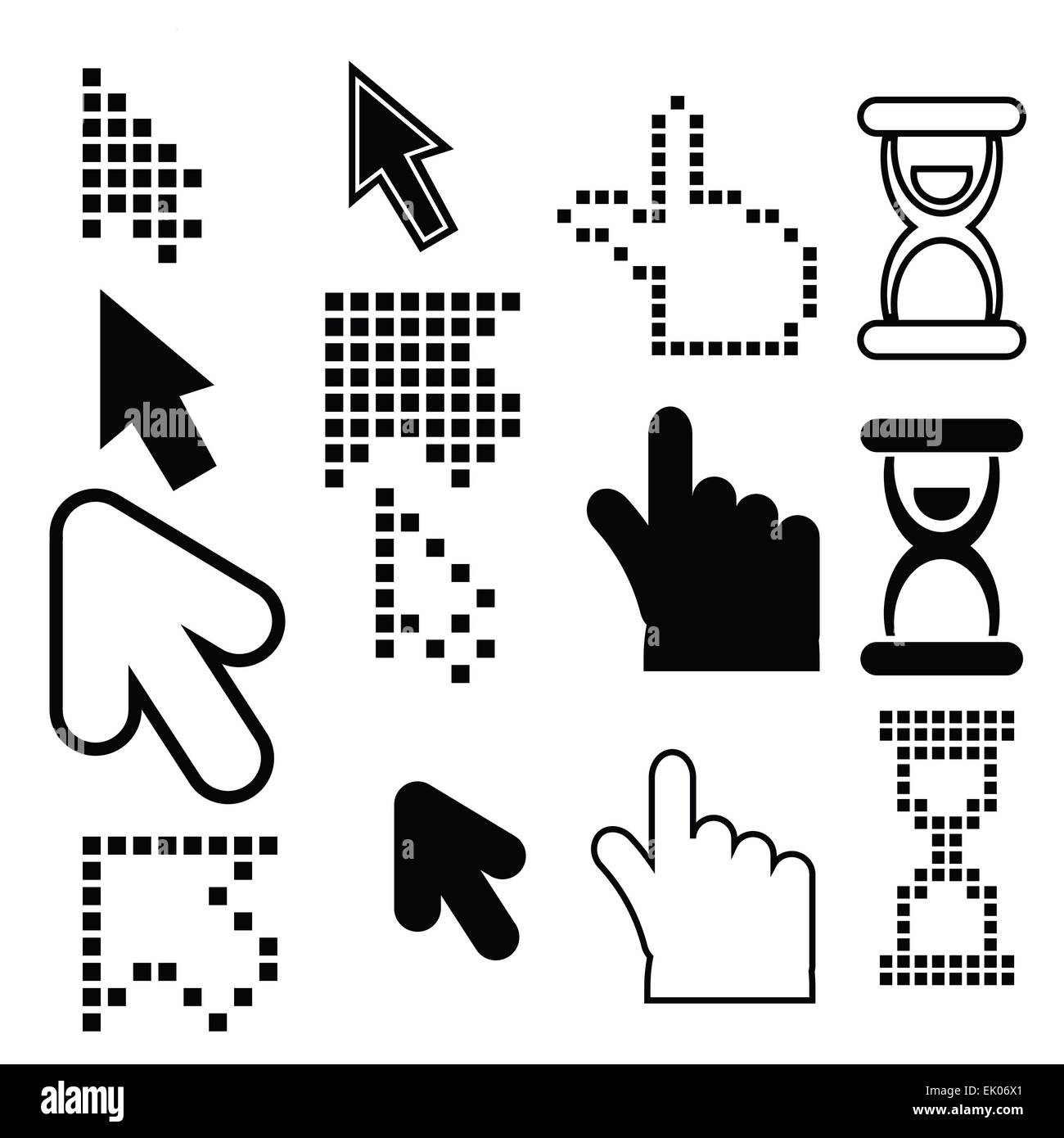 Pixel cursors icons Stock Photo - Alamy
